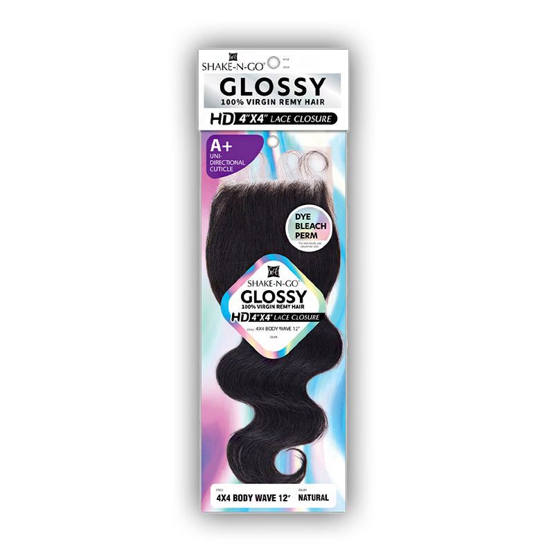 Shake N Go Glossy 4x4 Lace Closure BODY WAVE 12 :: WigTypes.com