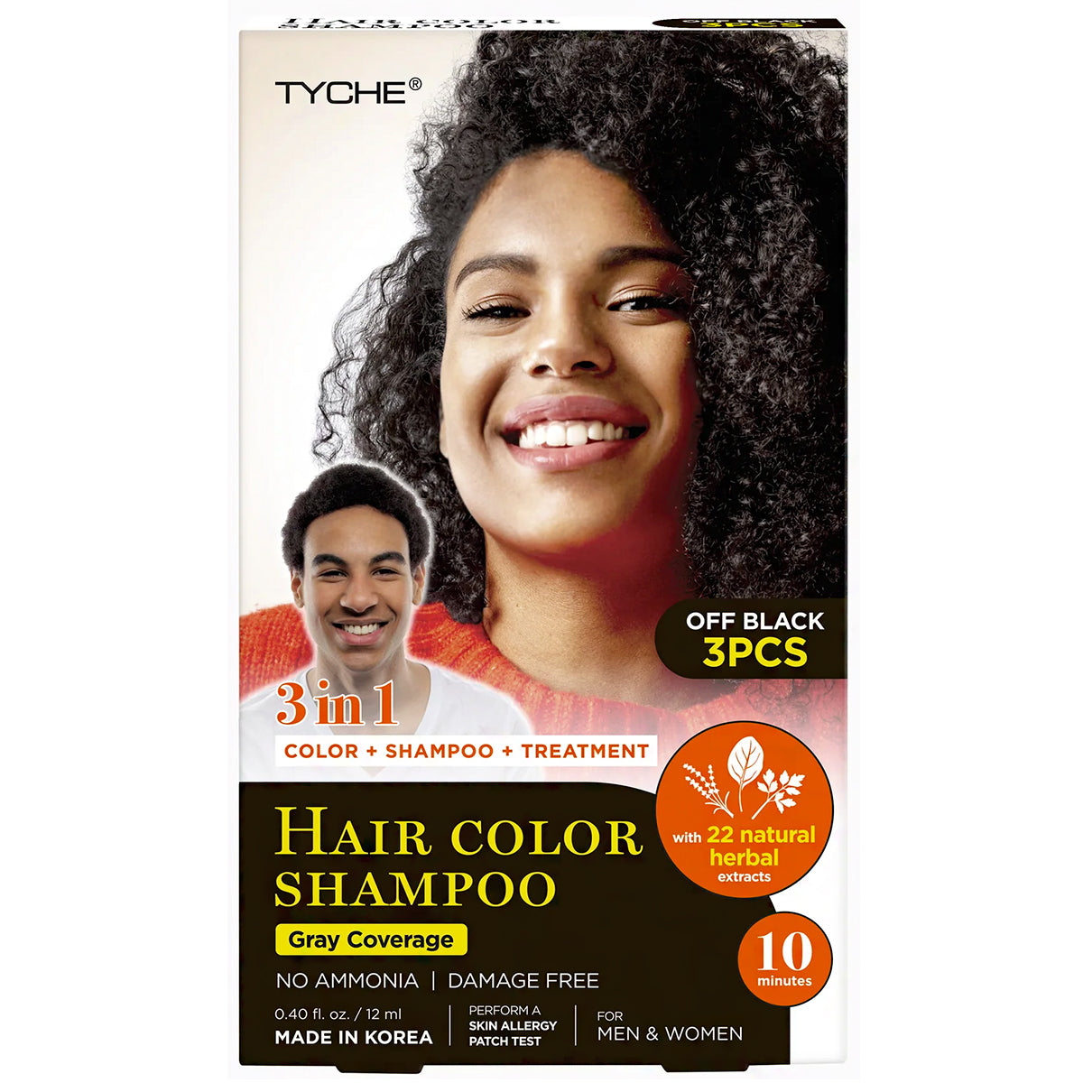 Tyche 3 In 1 Hair Color Shampoo 0.40oz x 3pcs :: WigTypes.com