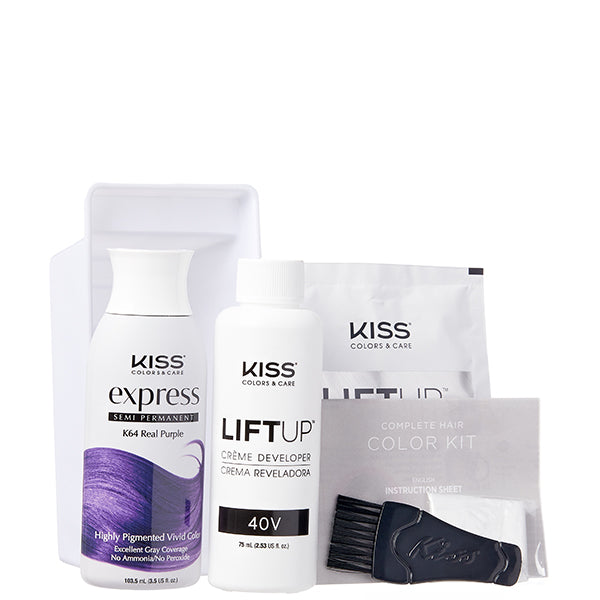 Kiss Colors K64SET Real Purple Express Semi-Permanent Color Kit ...
