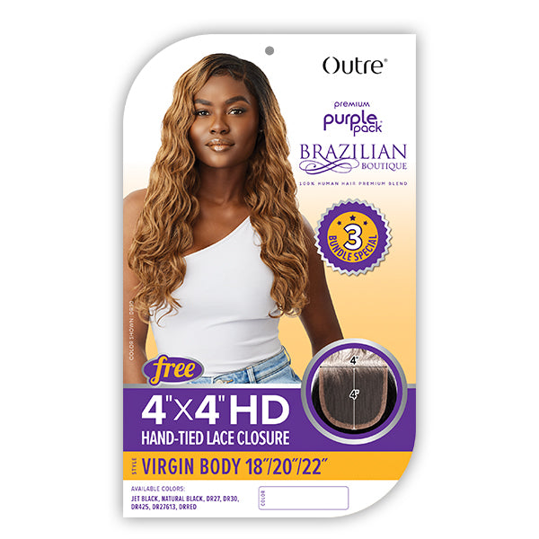 Outre Purple Pack Brazilian Boutique Human Hair Blend Weaving - VIRGIN ...