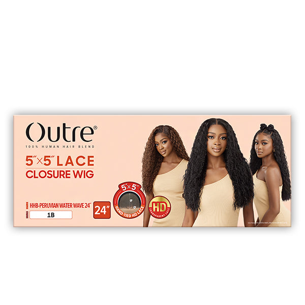 Outre Human Blend 5x5 HD Lace Closure Wig HHB PERUVIAN WATER WAVE 24 ...